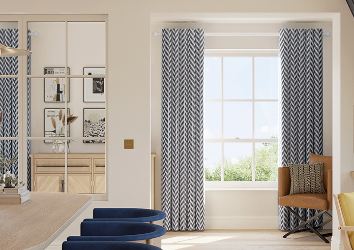 Chevron Stripe, Navy - Made to Measure Curtains | 247Curtains