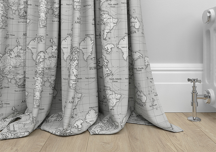 Maps, Grey - Made to Measure Curtains | 247Curtains
