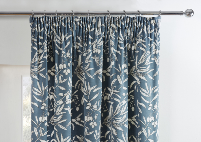 Aviary Pencil Pleat, Bluebell - Ready Made Curtains - 168cm x 183cm ...