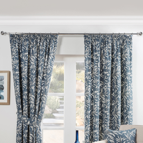 Aviary Pencil Pleat, Bluebell - Ready Made Curtains - 168cm x 183cm ...