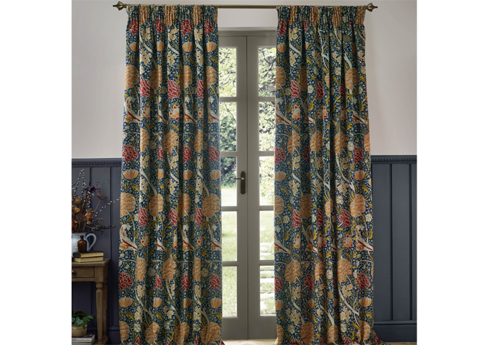 Cray Pencil Pleat, Indigo/Berry - Ready Made Curtains | 247Curtains