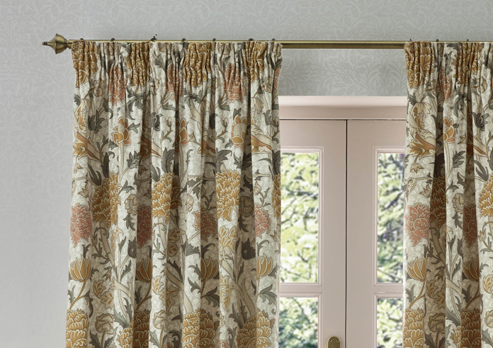 Cray Pencil Pleat, Stone/Clay - Ready Made Curtains | 247Curtains