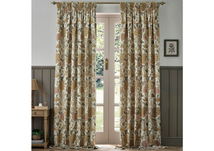 Cray Pencil Pleat, Stone/Clay - Ready Made Curtains | 247Curtains